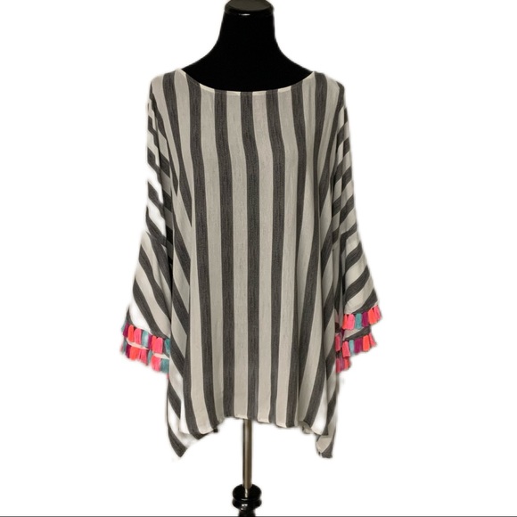 ANDREE BY UNIT | Tops | Andre By Unit Sz 2x Striped Tasseled Bell ...